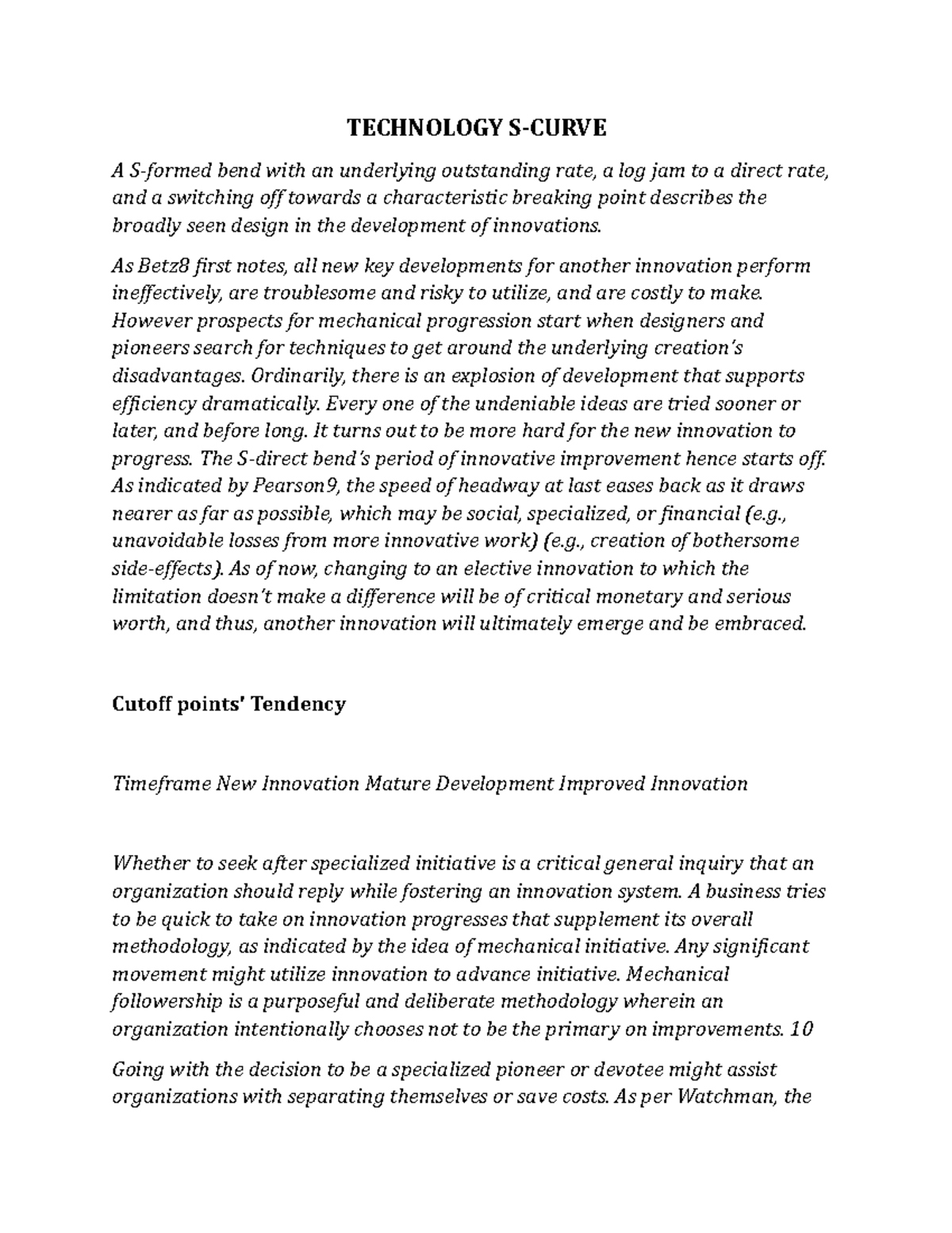 Technology S- Curve - TECHNOLOGY S-CURVE A S-formed bend with an ...