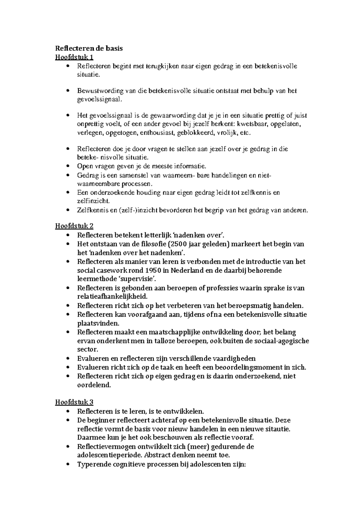 Samenvatting Reflecteren: de basis M. Groen - Reflecteren de basis ...