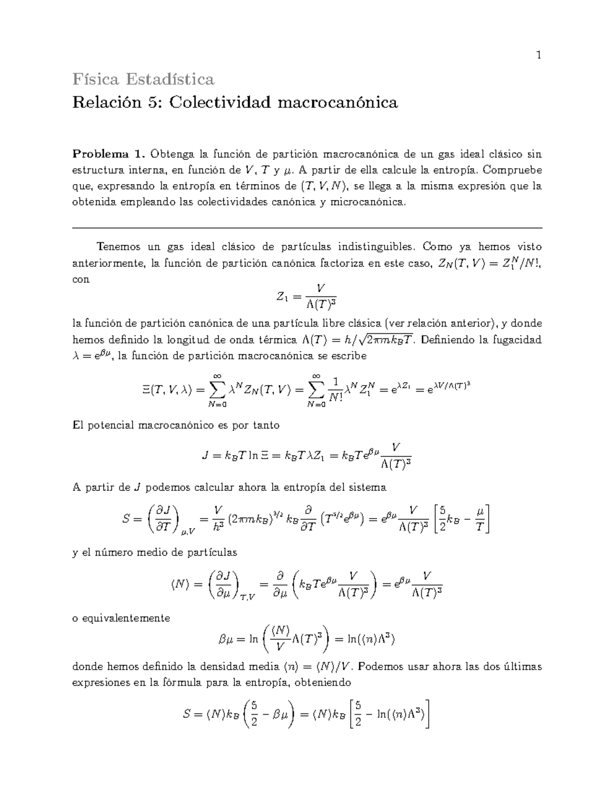 Relacion 5 CMacrocanonica-soluciones - Física Estadística Relación 5 ...