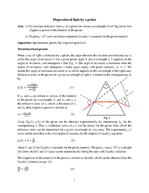 Dispersive Power of Prism - Dispersion of light by a prism Aim: (i) To ...