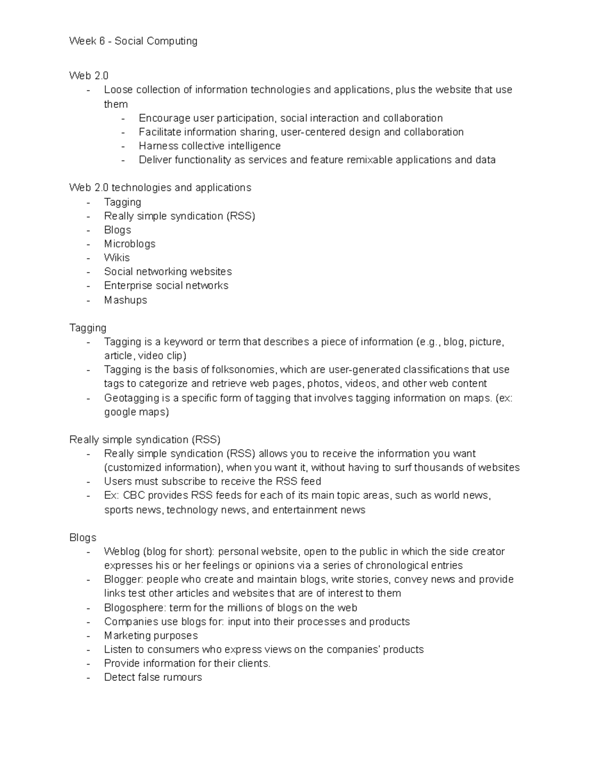 Week 6 Lecture And Textbook Notes Web 2 Loose Collection Of Information Technologies And
