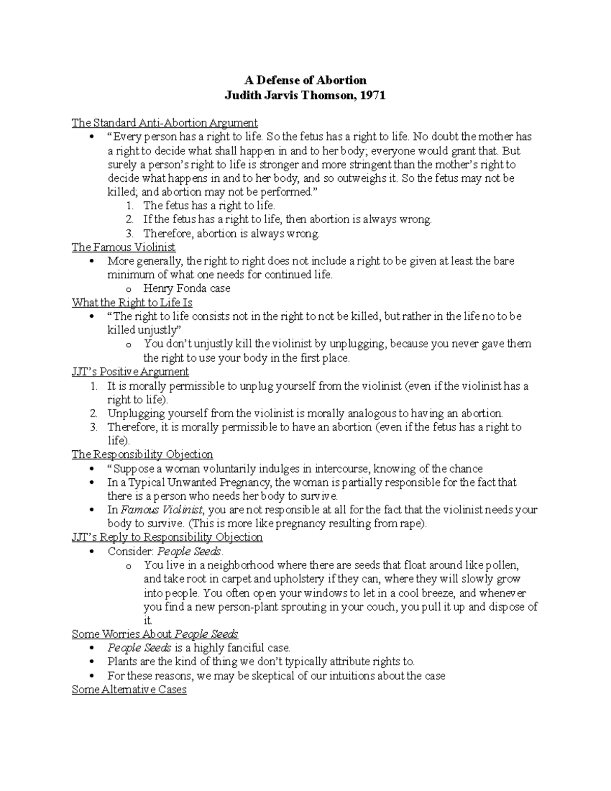 PHI2010 - A Defense of Abortion - A Defense of Abortion Judith Jarvis ...