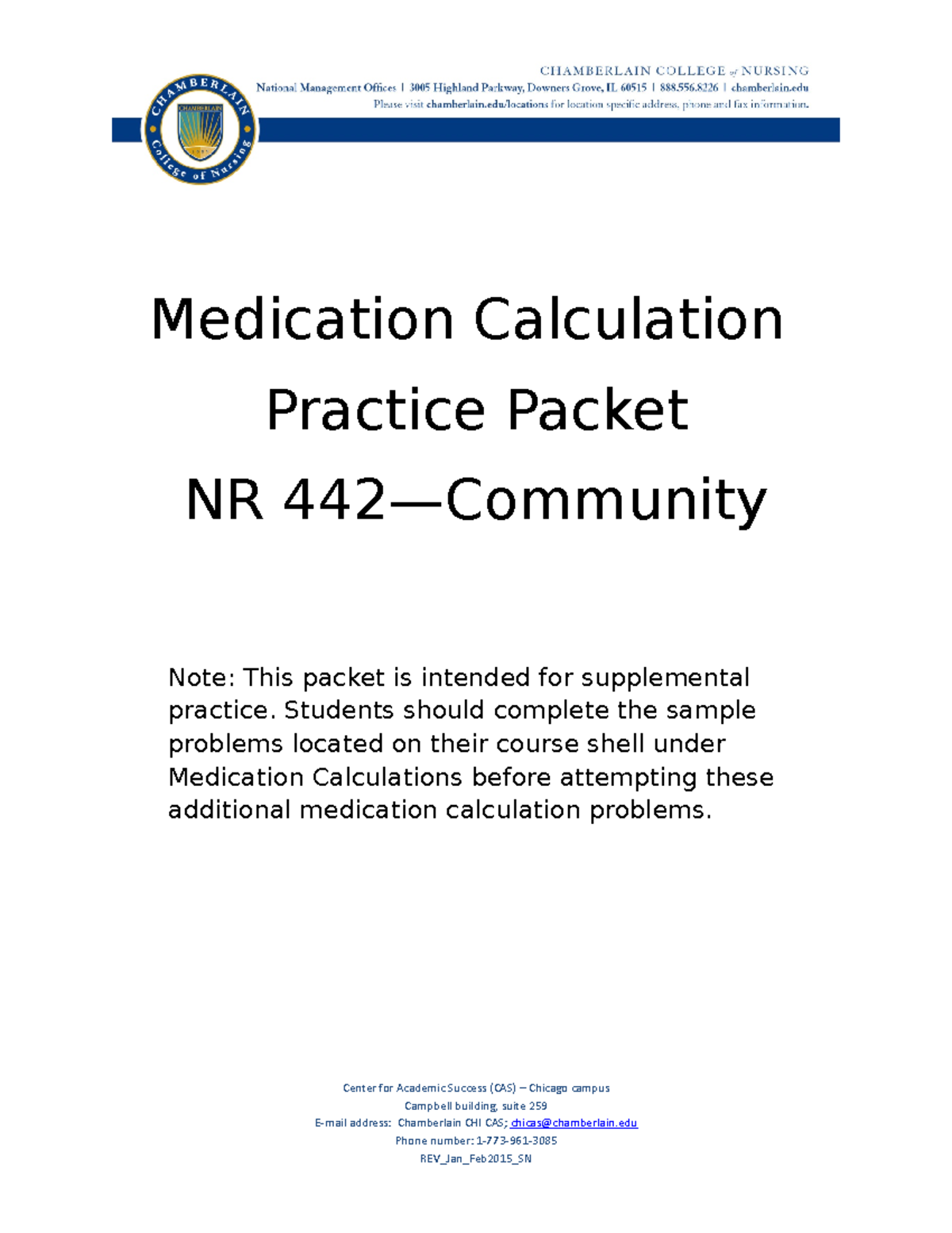 NR 442 Medication Calculation Math Packet - Medication Calculation ...