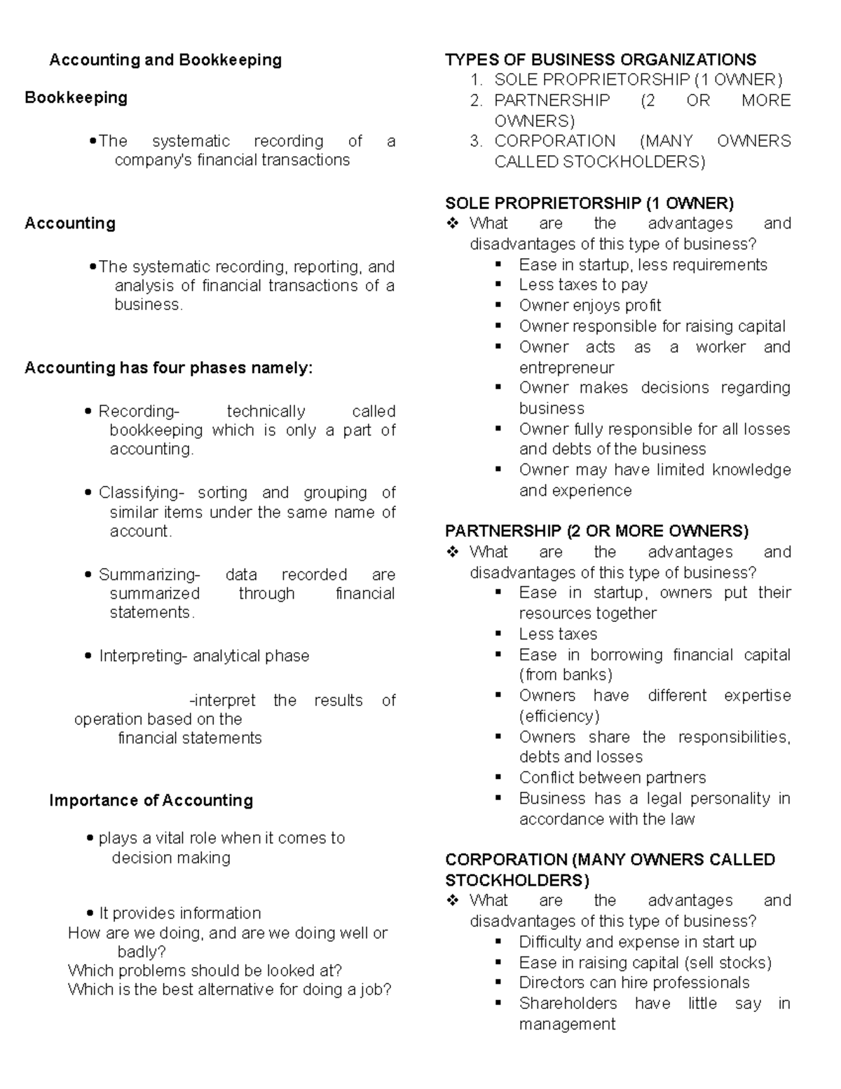 Accounting and Bookkeeping - Accounting and Bookkeeping Bookkeeping The ...