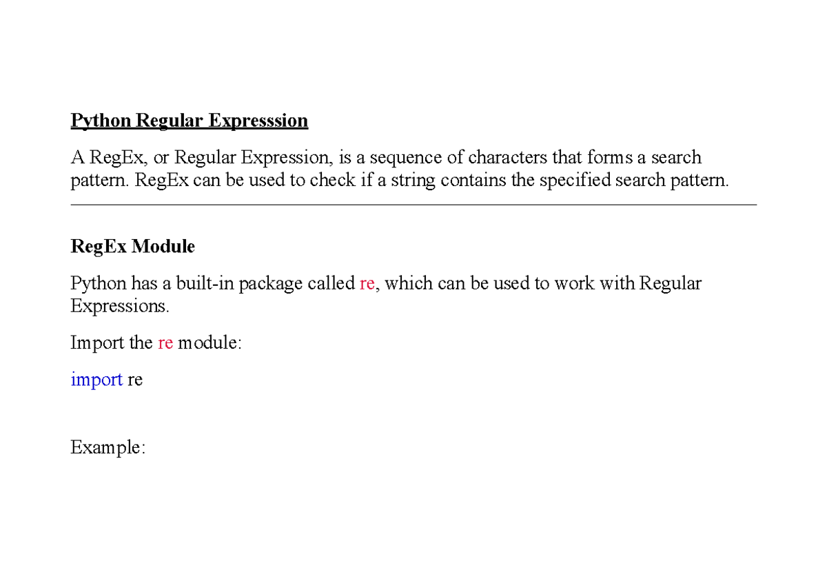 Python Reg Ex Regex Python Regular Expresssion A Regex Or Regular Expression Is A