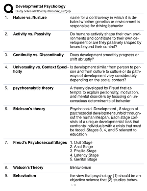 Chapters 1 to 5 of Developmental Psychology - DEVELOPMENT PSYCH CHAPTER ...