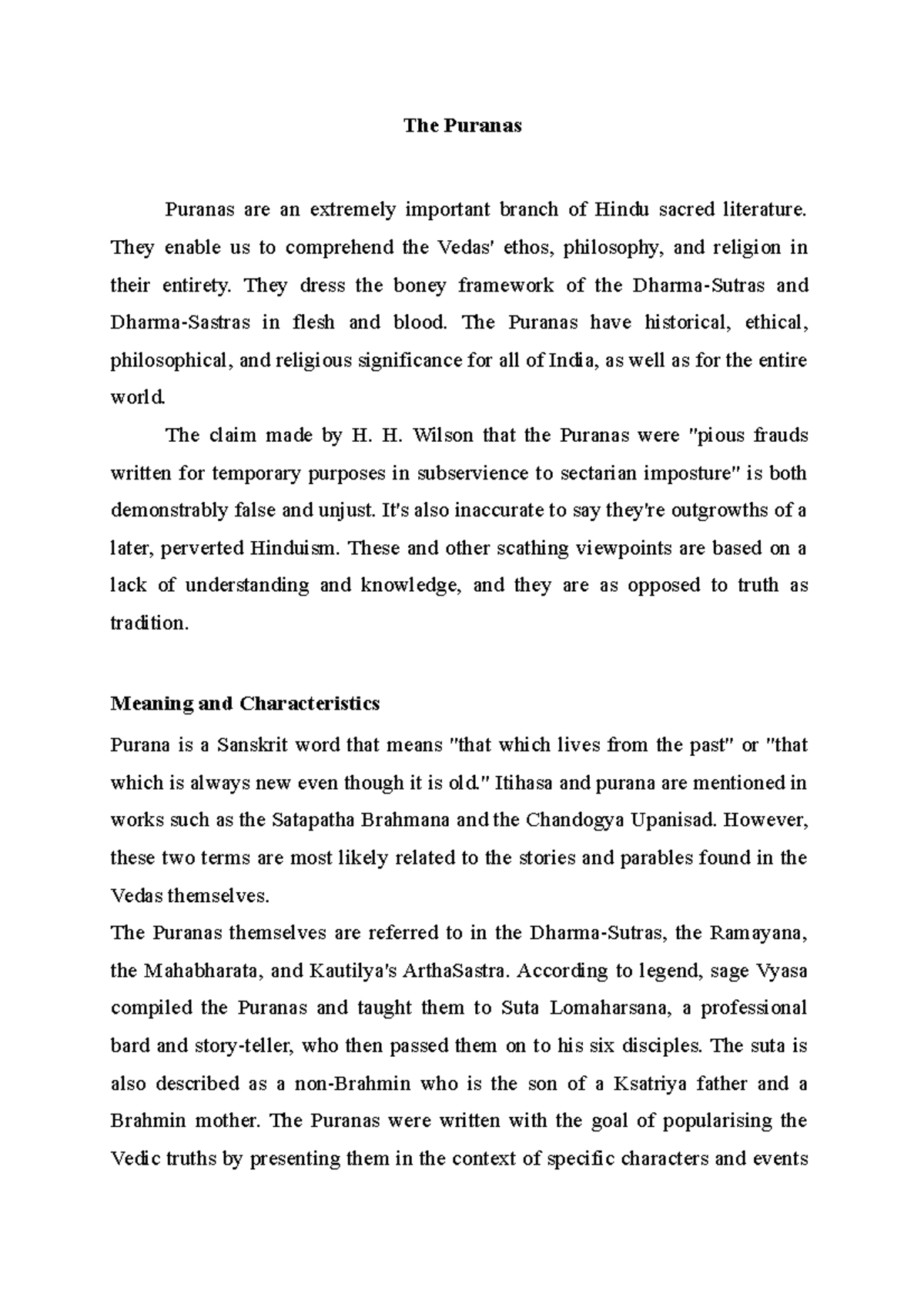 The Puranas - Lecture notes 3 - The Puranas Puranas are an extremely ...