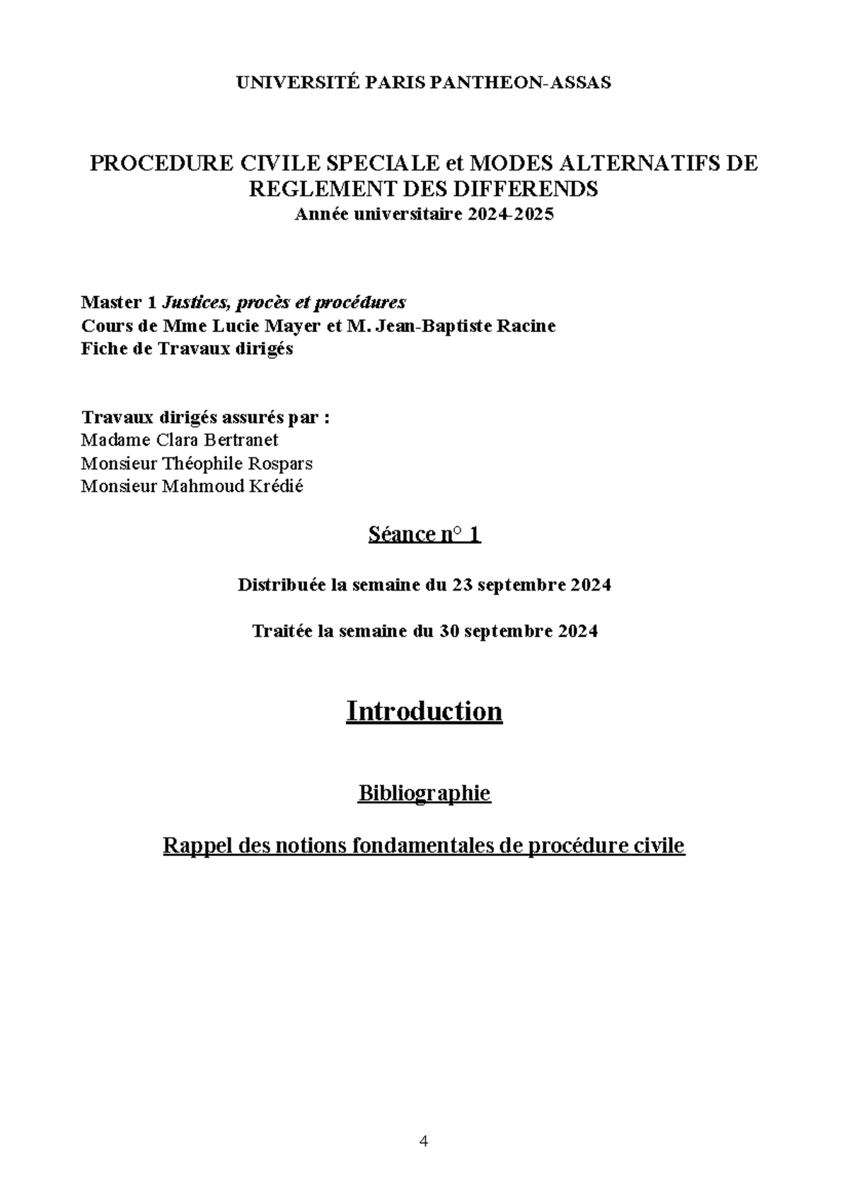 TD n° 1-Proc. spé. et MARL - UNIVERSITÉ PARIS PANTHEON-ASSAS PROCEDURE CIVILE SPECIALE et MODES ...
