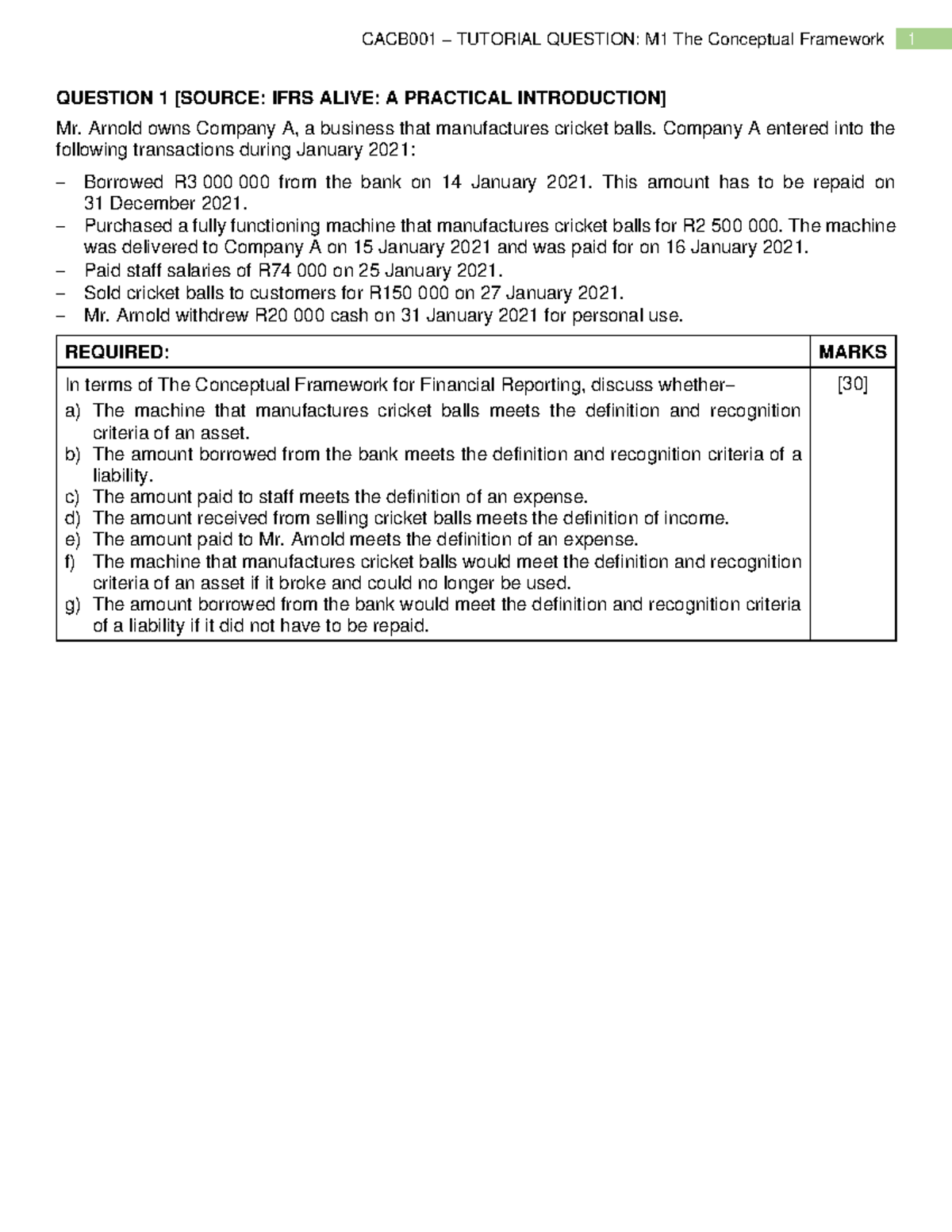03.1 Module 1 - The Conceptual Framework (Tutorial Questions) - CACB001 ...