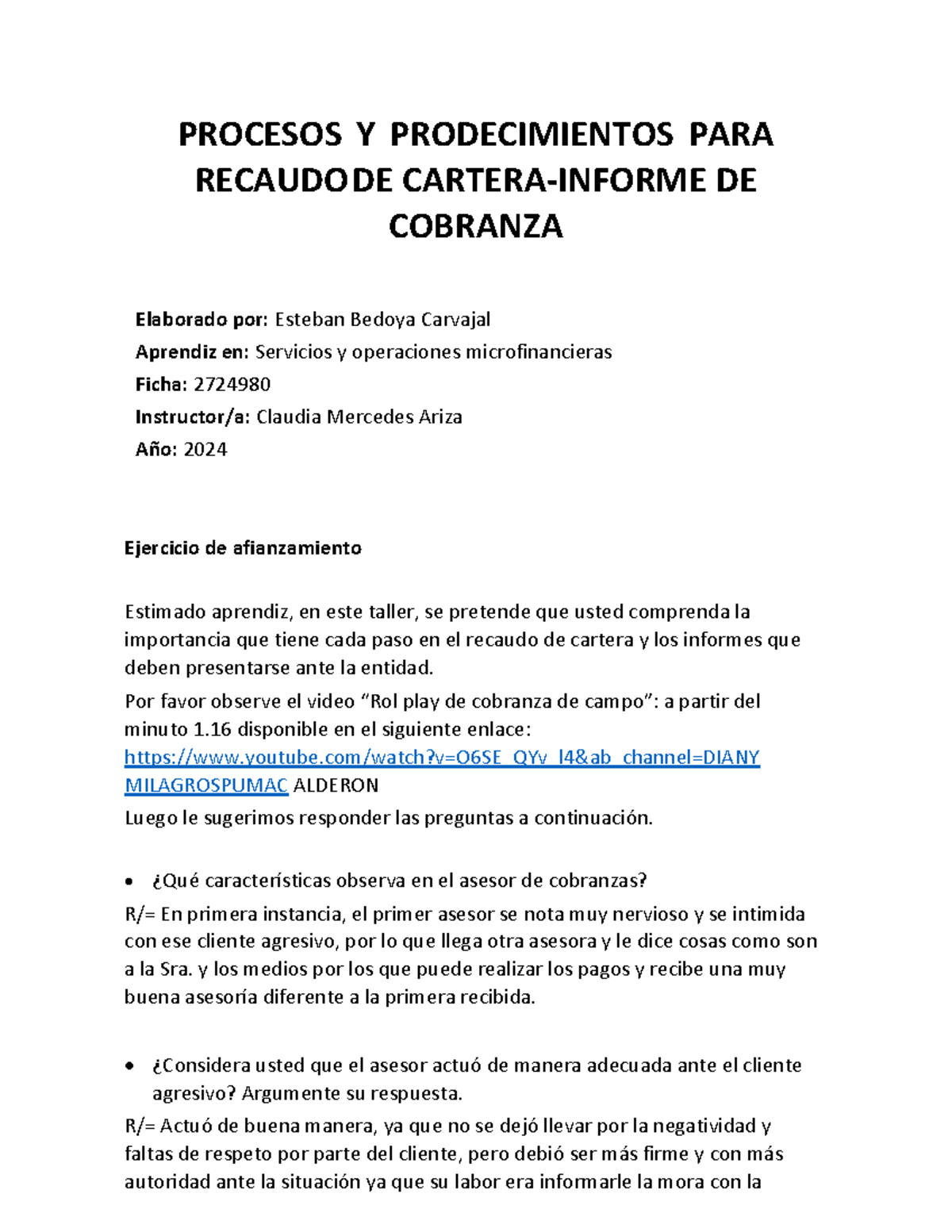 GA5 ATA 6 Recaudo DE Cobranza - PROCESOS Y PRODECIMIENTOS PARA RECAUDO ...