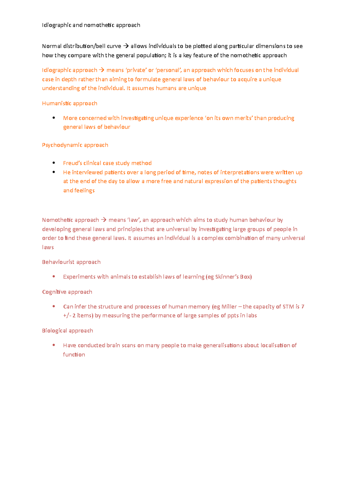 Ideographic and Nomothetic Approaches - Idiographic and nomothetic ...