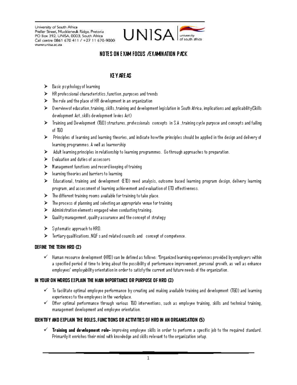 4 5780438050932786862 - NOTES ON EXAM FOCUS /EXAMINATION PACK KEY AREAS ...