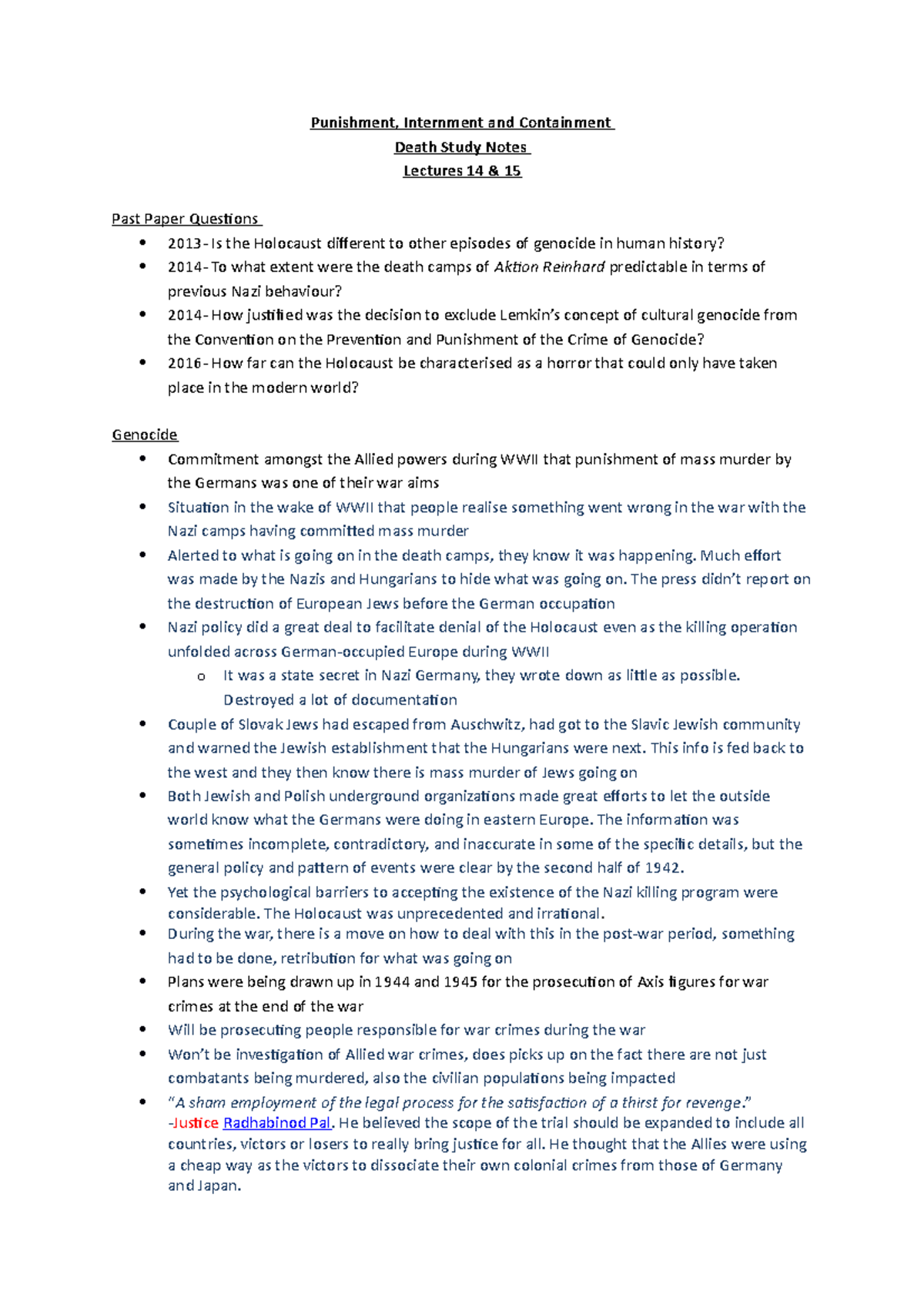 Death Study Notes - Punishment, Internment and Containment Death Study ...