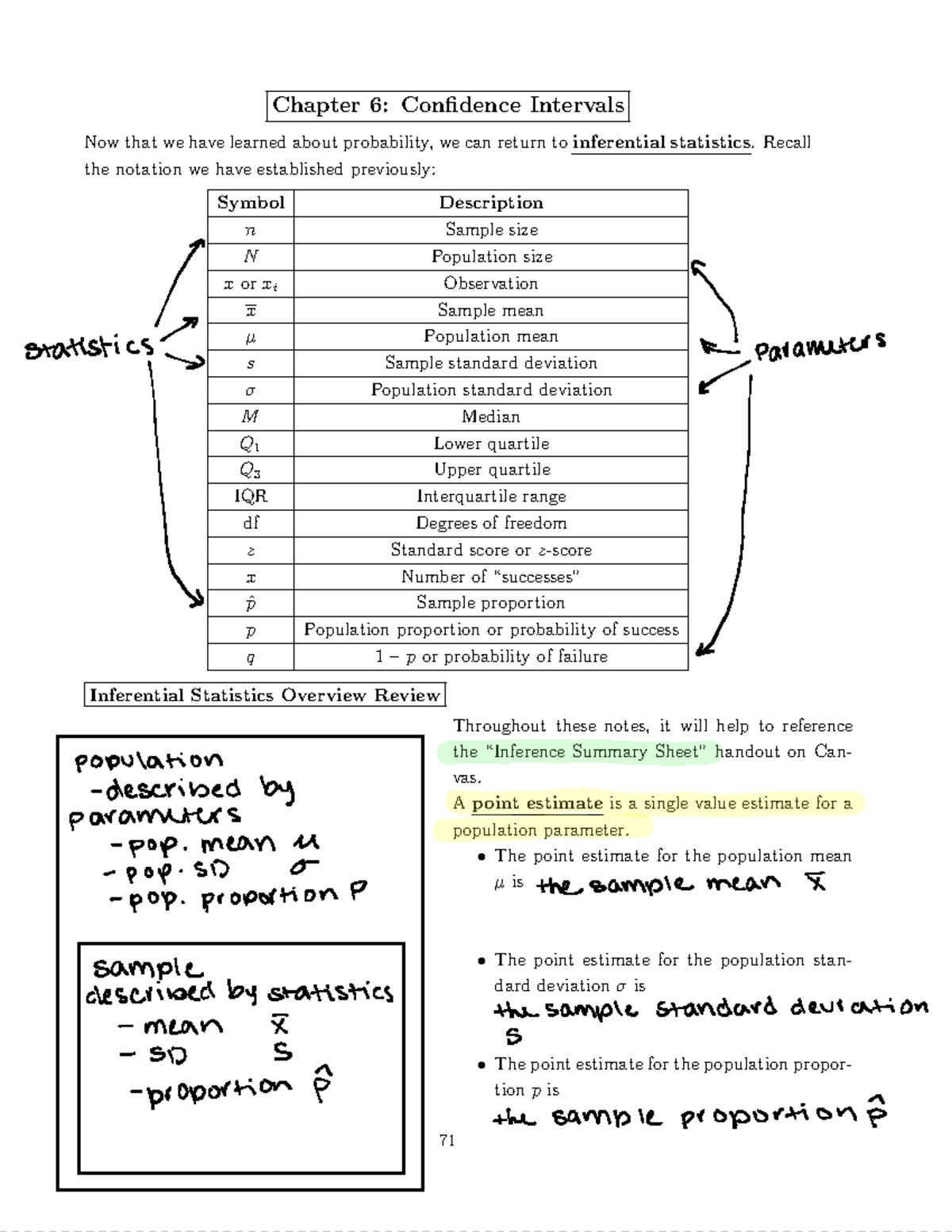 Statistics chapter 6 notes - Chapter 6: Confidence Intervals Now that ...
