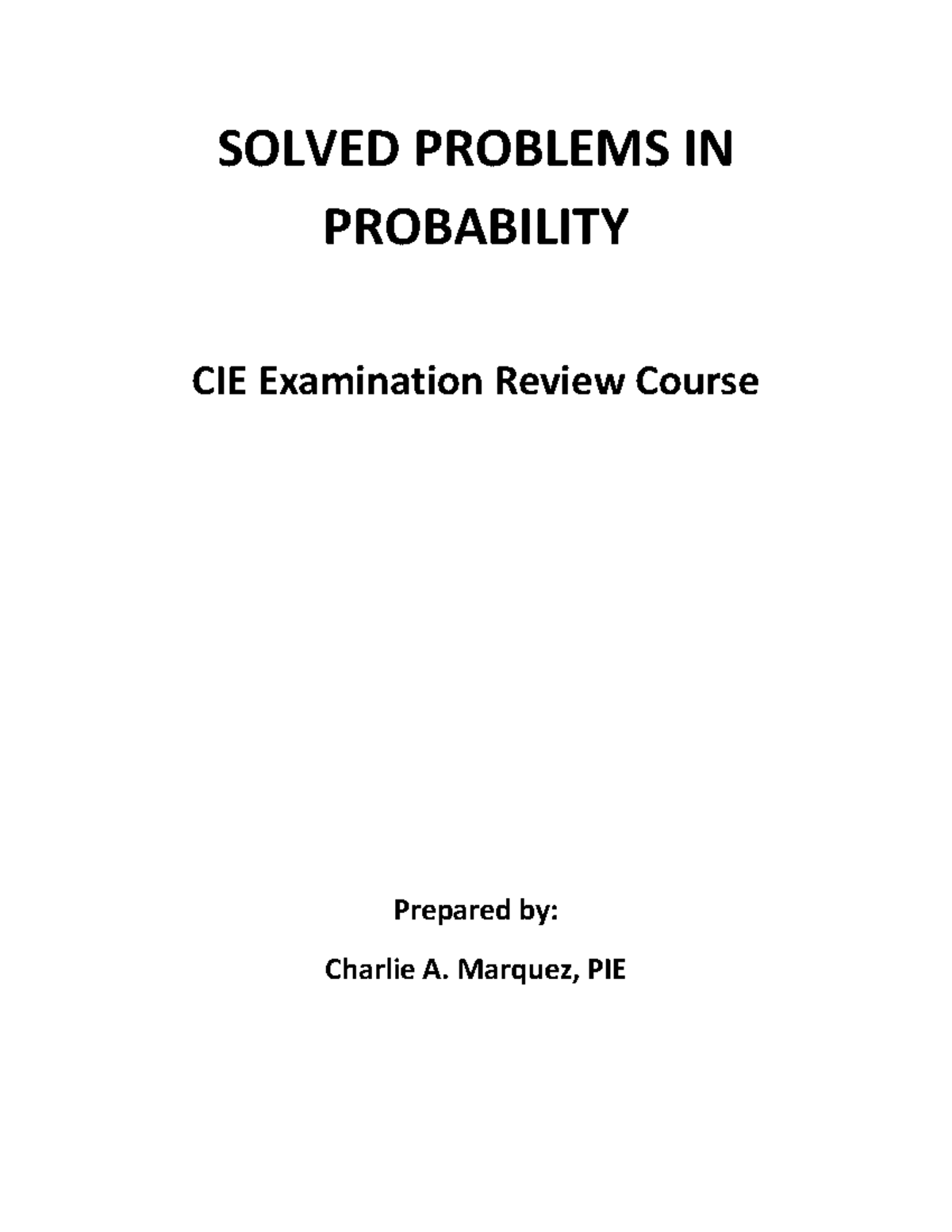 356259204 Solved Problems in Probability 2017 - SOLVED PROBLEMS IN ... 356259204 Solved Problems in Probability 2017 - SOLVED PROBLEMS IN ...