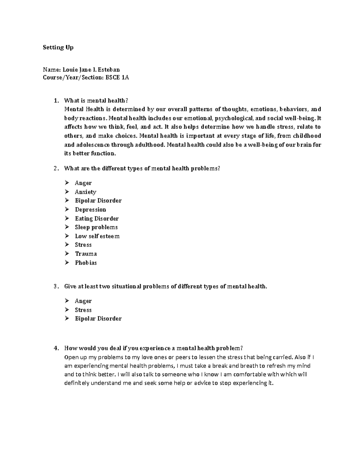 Esteban, Louie Jane I. Activity 1 - Setting Up Name: Louie Jane I ...
