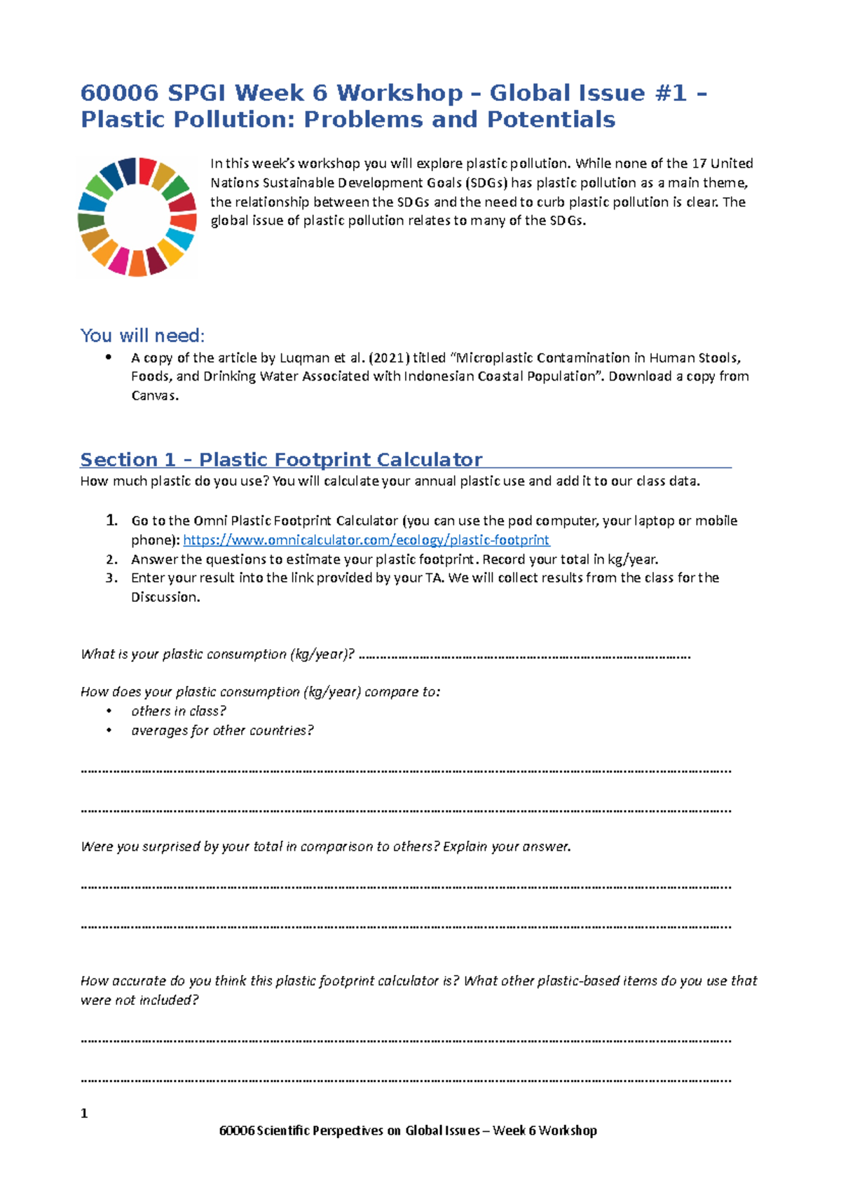 SPGI AUT23 Week 6 workshop worksheet - 60006 SPGI Week 6 Workshop ...