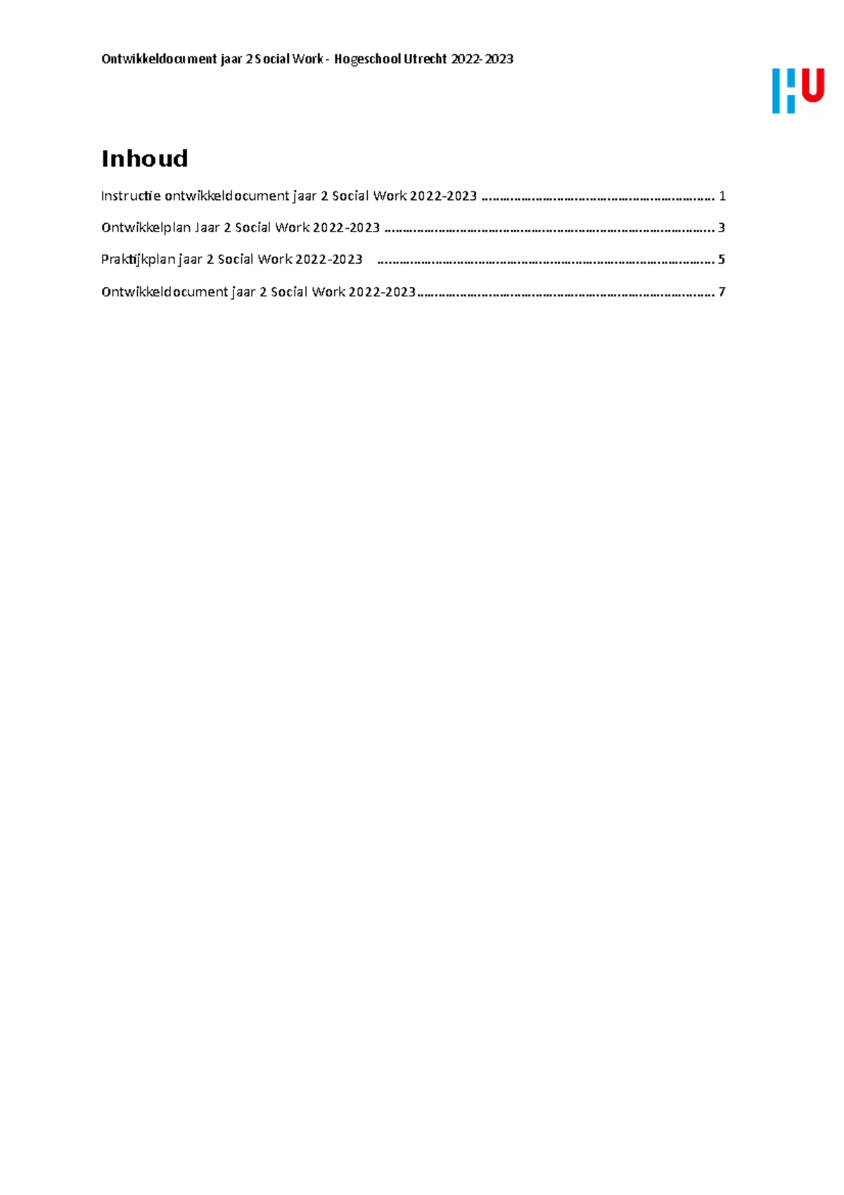 Ontwikkeldocument jaar 2 social Work 2022-2023 - Inhoud Instructie ...