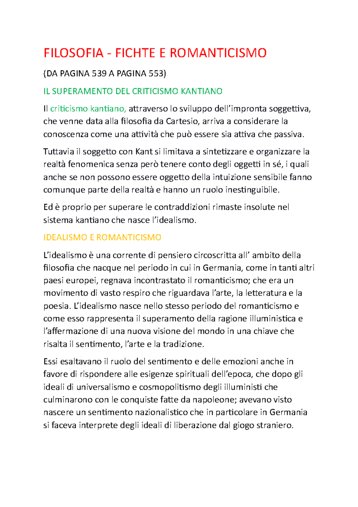 Fichte e romanticismo - FILOSOFIA - FICHTE E ROMANTICISMO (DA PAGINA ...