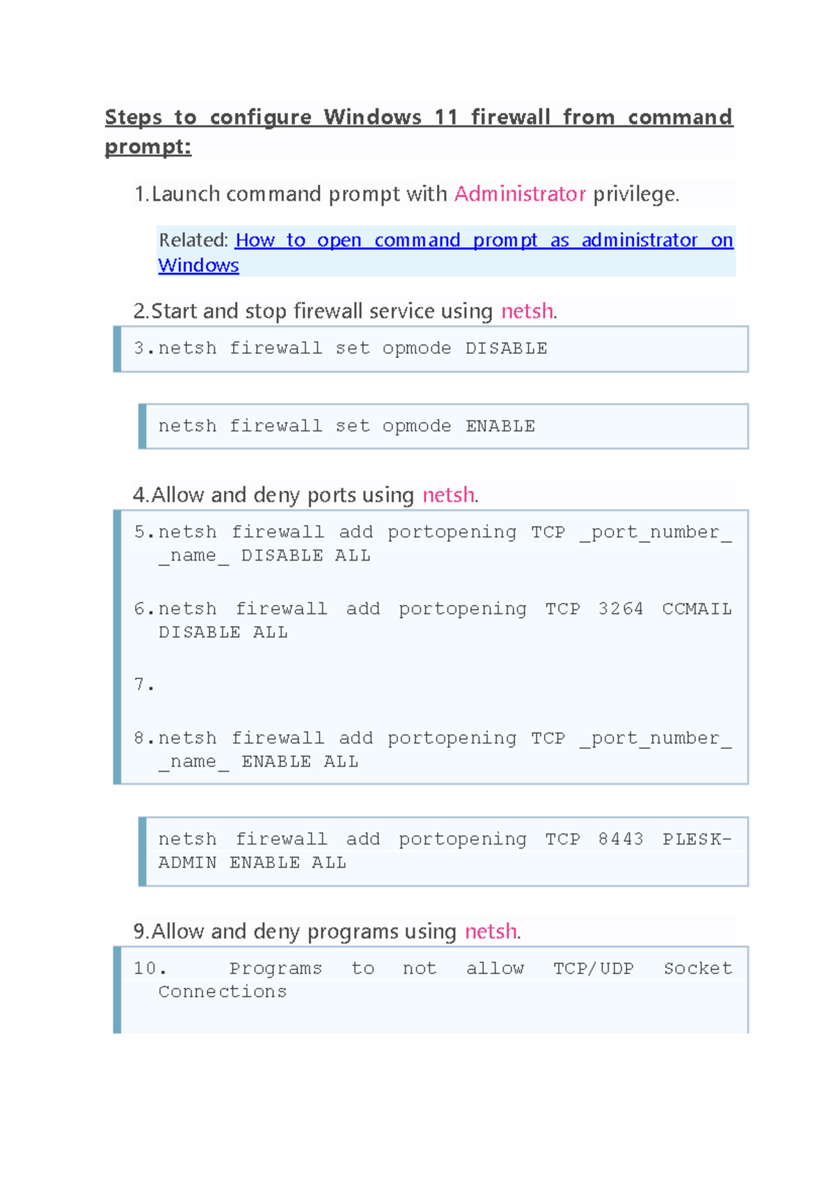 Lab Firewall Steps To Configure Windows 11 Firewall From Command