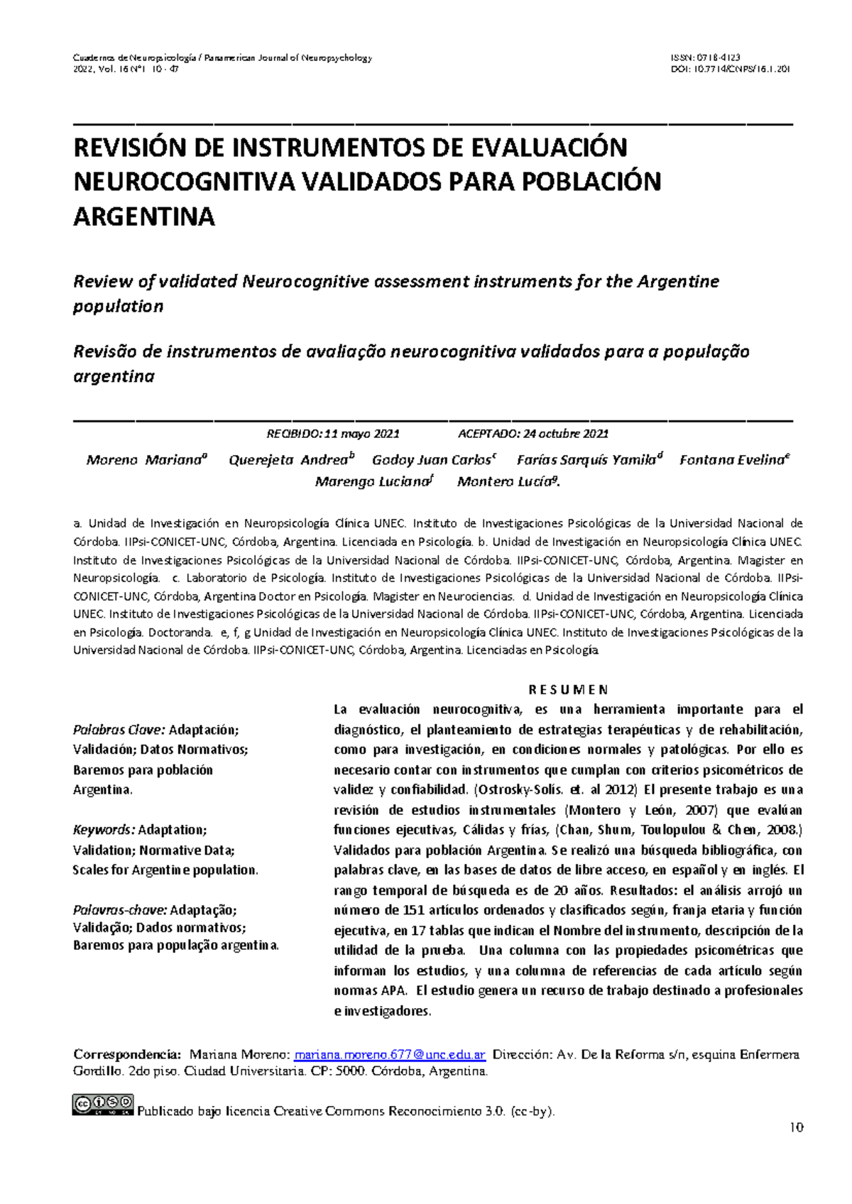Puebas Adaptadas Revision - 2022 , Vol. 1 6 Nº 1 10 - 47 DOI: 10/CNPS/1 ...