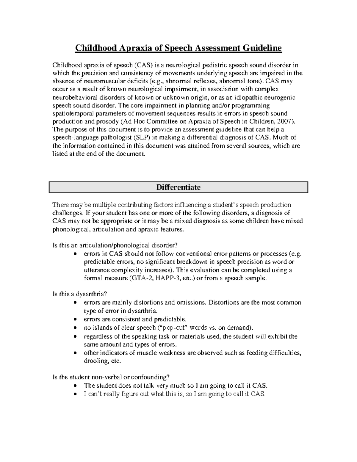 ASHA Apraxia - Aula - Childhood Apraxia of Speech Assessment Guideline ...