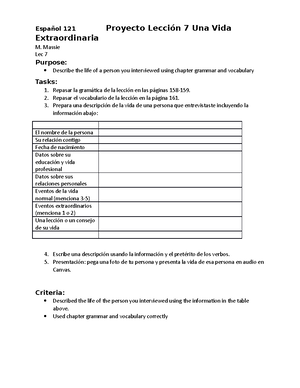 Spanish 2 Unit 4 Summative #10B Presentational - Nombre