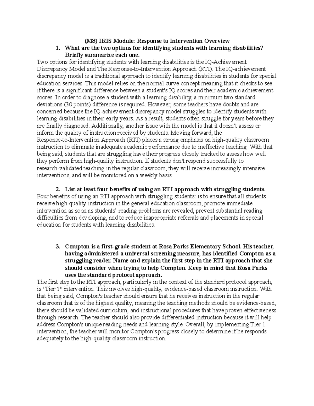 IRIS Mod8 - module 8 - (M8) IRIS Module: Response to Intervention ...