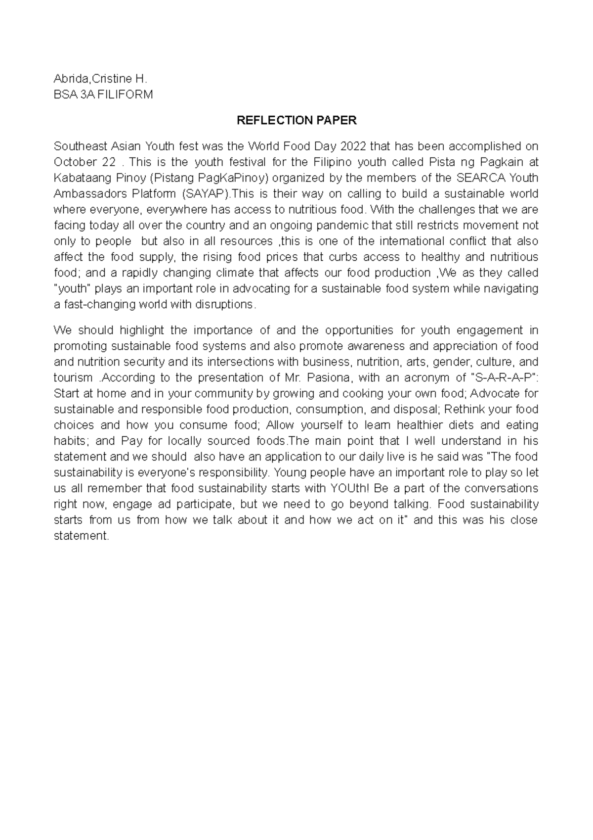 Abrida,Cristine (Reaction paper) - Abrida,Cristine H. BSA 3A FILIFORM ...