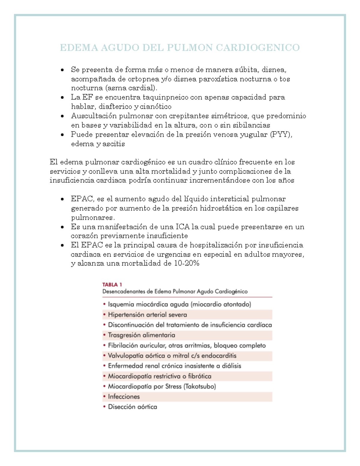 Edema Agudo DEL Pulmon Cardiogenico - EDEMA AGUDO DEL PULMON ...