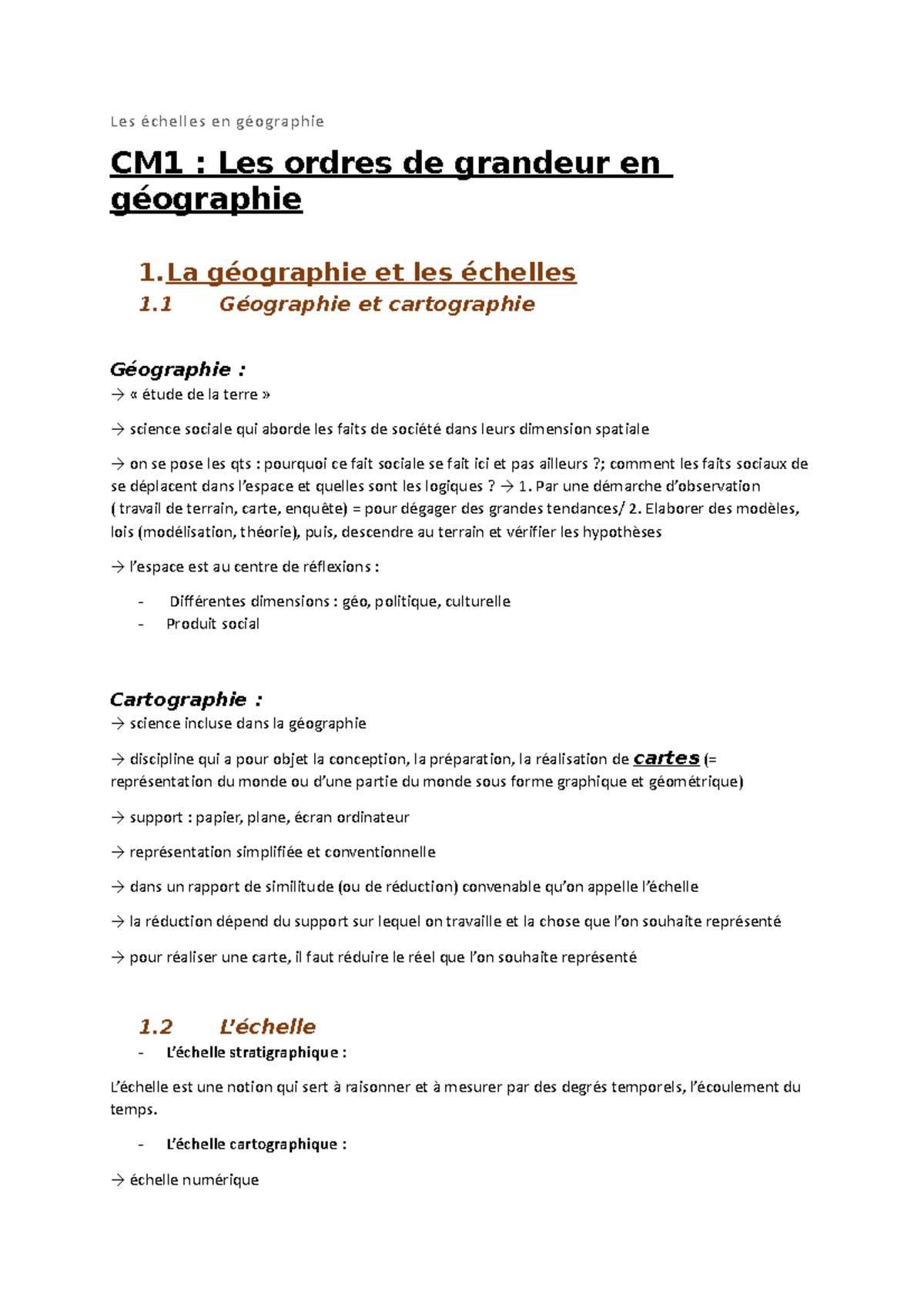 CM1 - Notes - Les échelles en géographie CM1 : Les ordres de grandeur ...