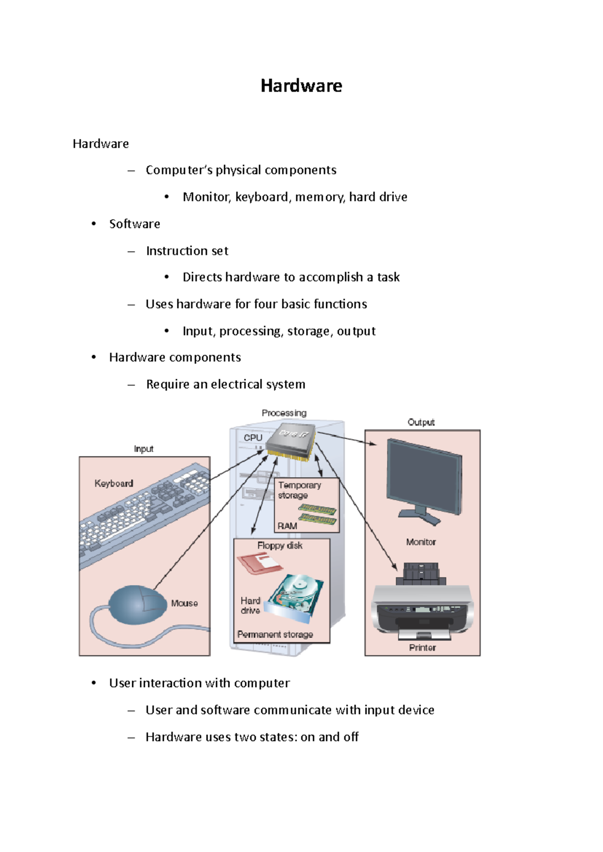 Hardware - Hardware Hardware - Computer’s physical components - Monitor ...
