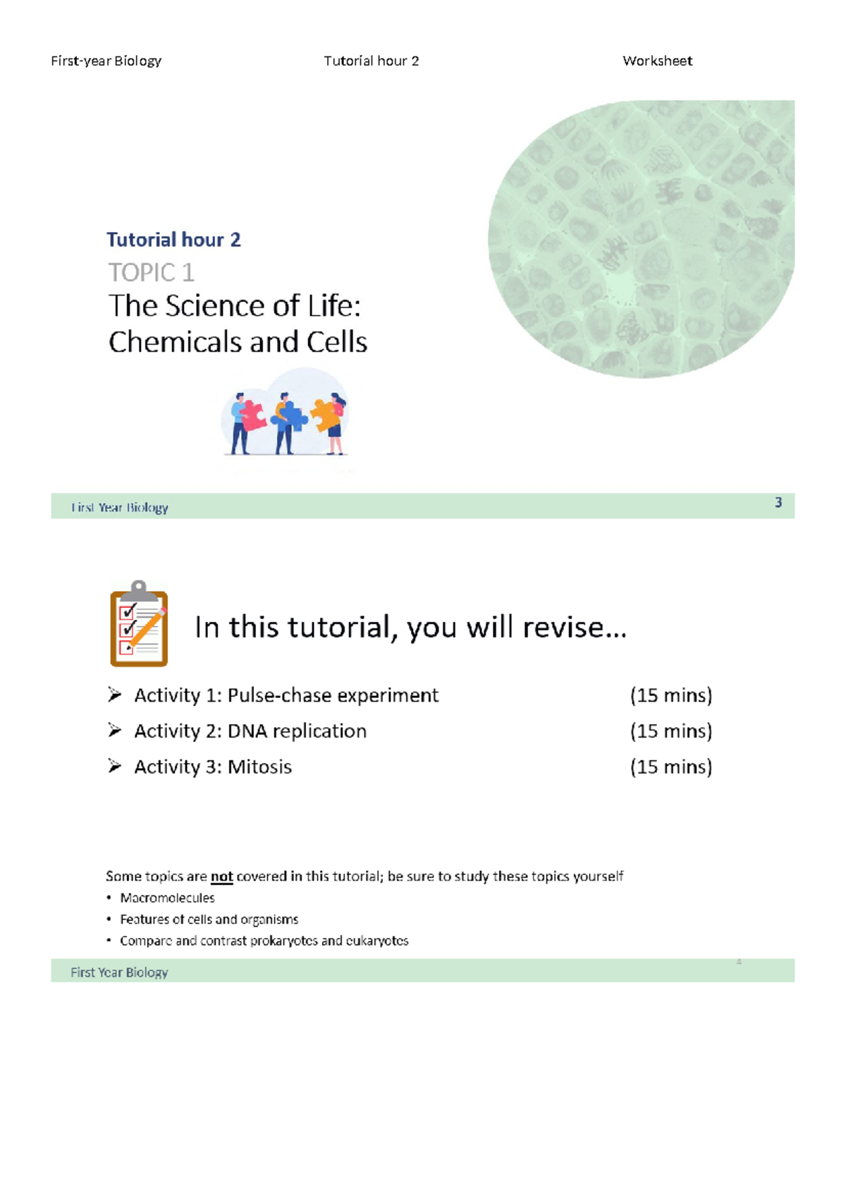 Tutorial hour 2 - worksheet - BIOL10008 - Activity 1: A pulse-chase ...