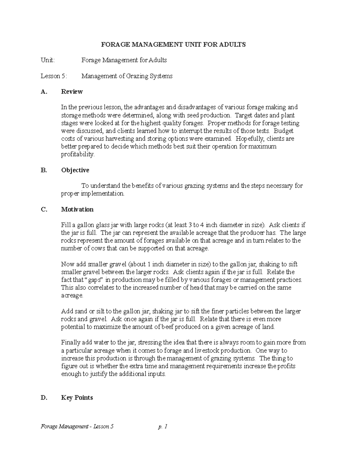 Lecture 5 Management of Grazing Systems - FORAGE MANAGEMENT UNIT FOR ...