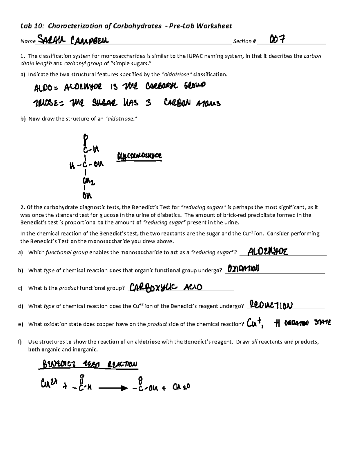 126 010 carbs pre-lab worksheet fall 2021 - Lab 10: Characterization of ...