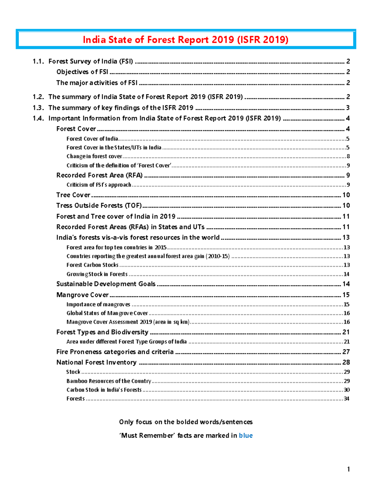 CA 2020 01 Envi ISFR 2019 Lecture notes ALL - India State of Forest ...