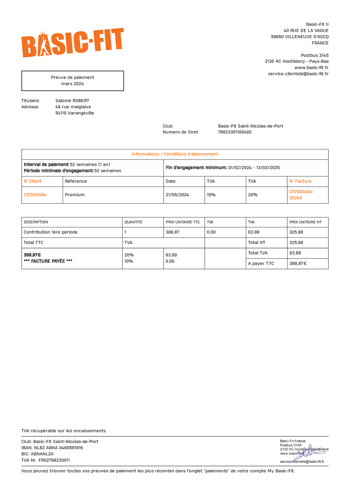 Salomé- Robert-20243 - d'avoir a rendre pour le début d'année - Preuve de paiement mars 2024 ...