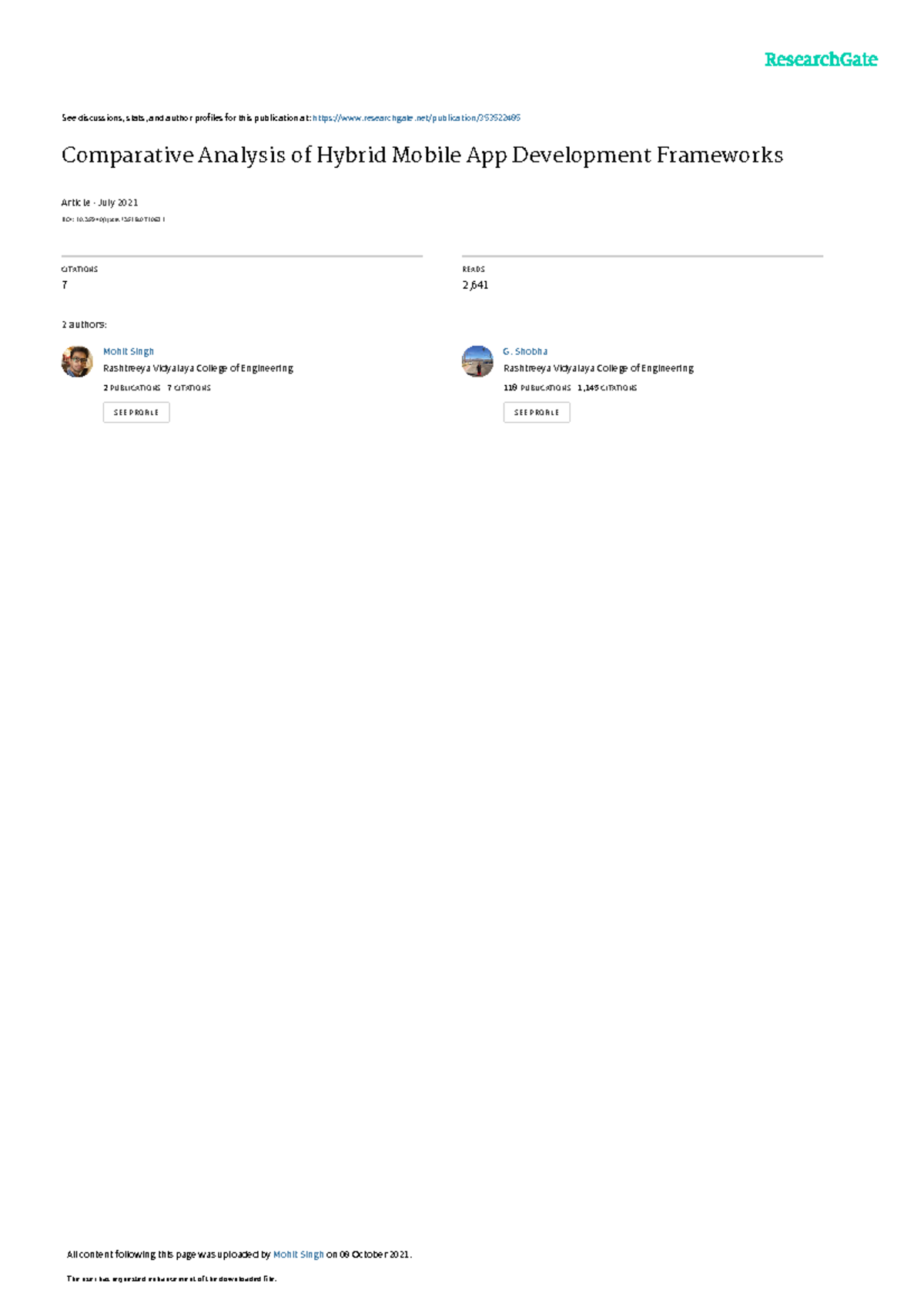 Comparative Analysis of Hybrid Mobile App Developm - ####### See discussions, stats, and author ...