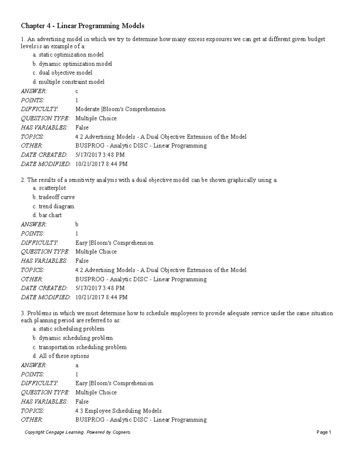 Chapter 4 Linear Programming Models - An advertising model in which we ...