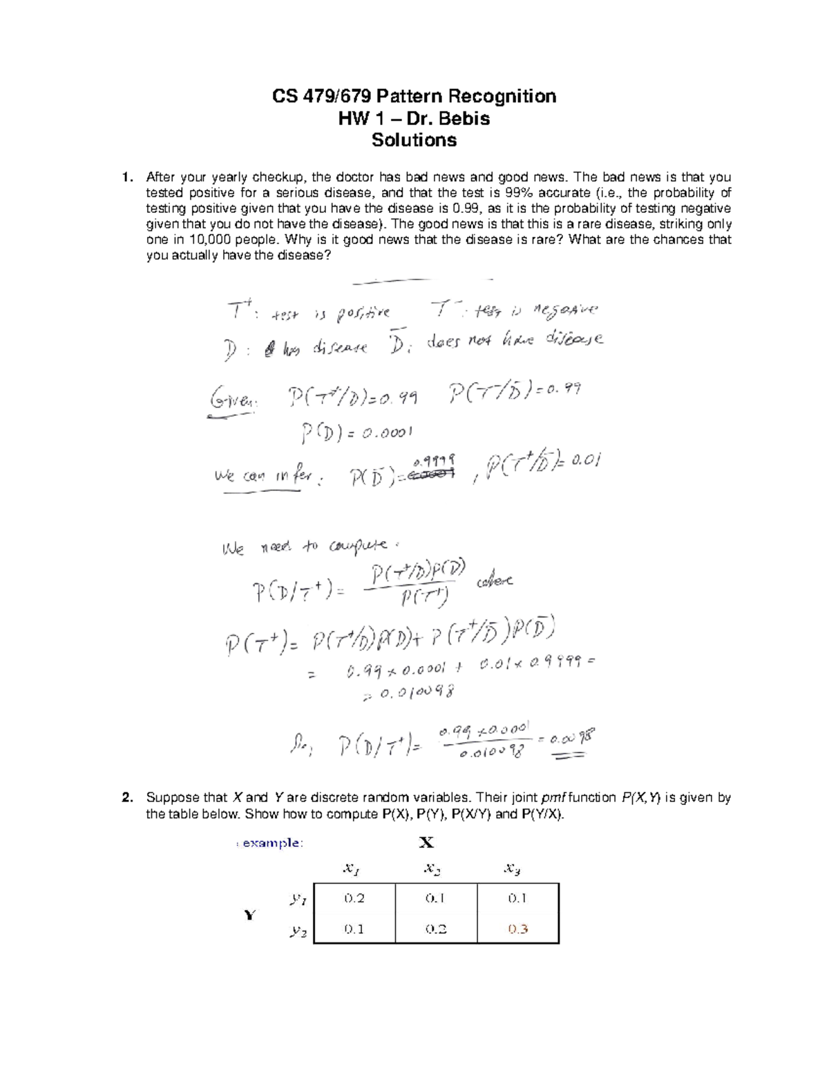 Bayesian - Summary Natural Language Processing - CS 479/679 Pattern Recognition HW 1 – Dr. Bebis ...