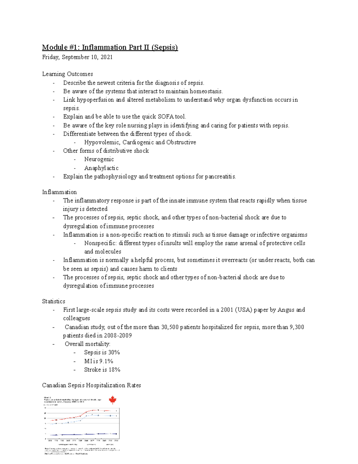Module #1 Inflammation Part II (Sepsis) - Module #1: Inflammation Part ...