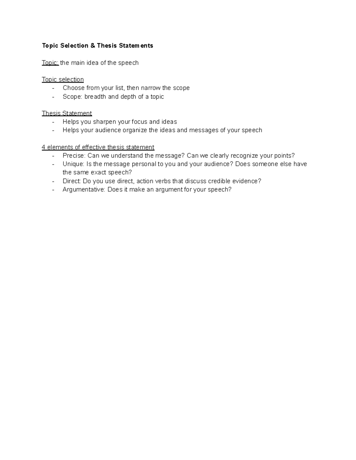 Topic thesis for value speeches - Topic Selection & Thesis Statements ...