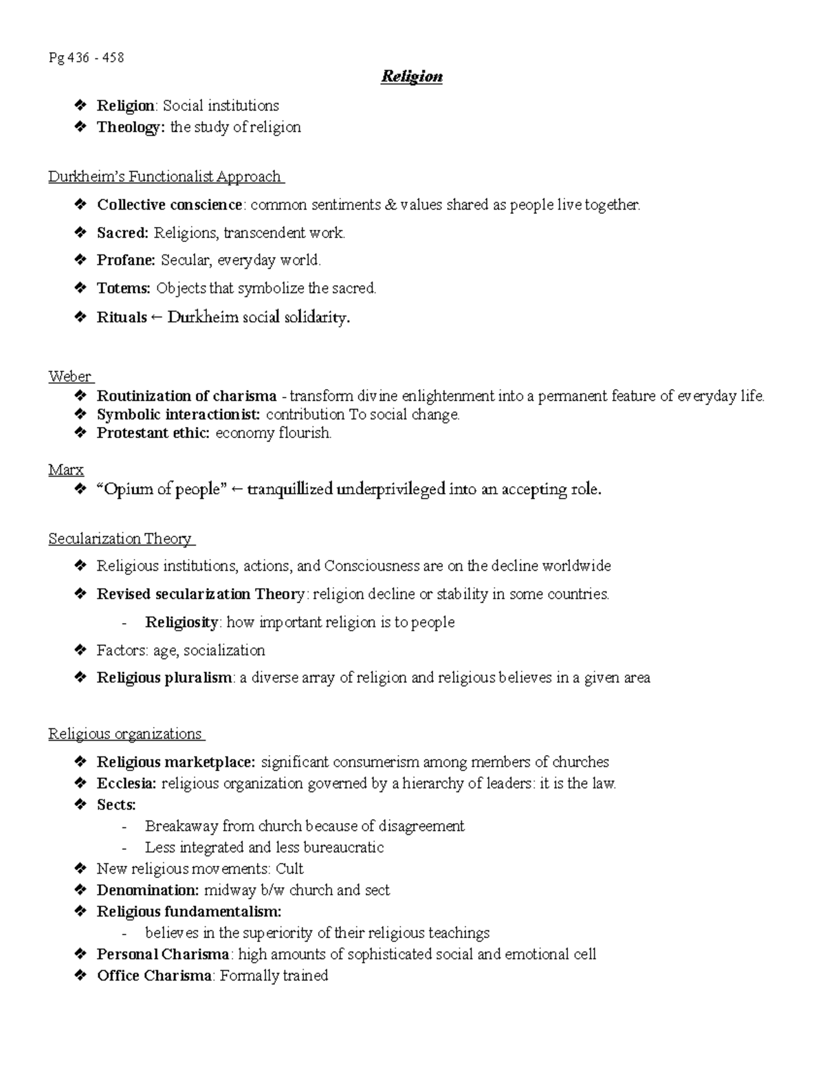 Religion as a Social Instituition - Pg 436 - 458 Religion Religion ...