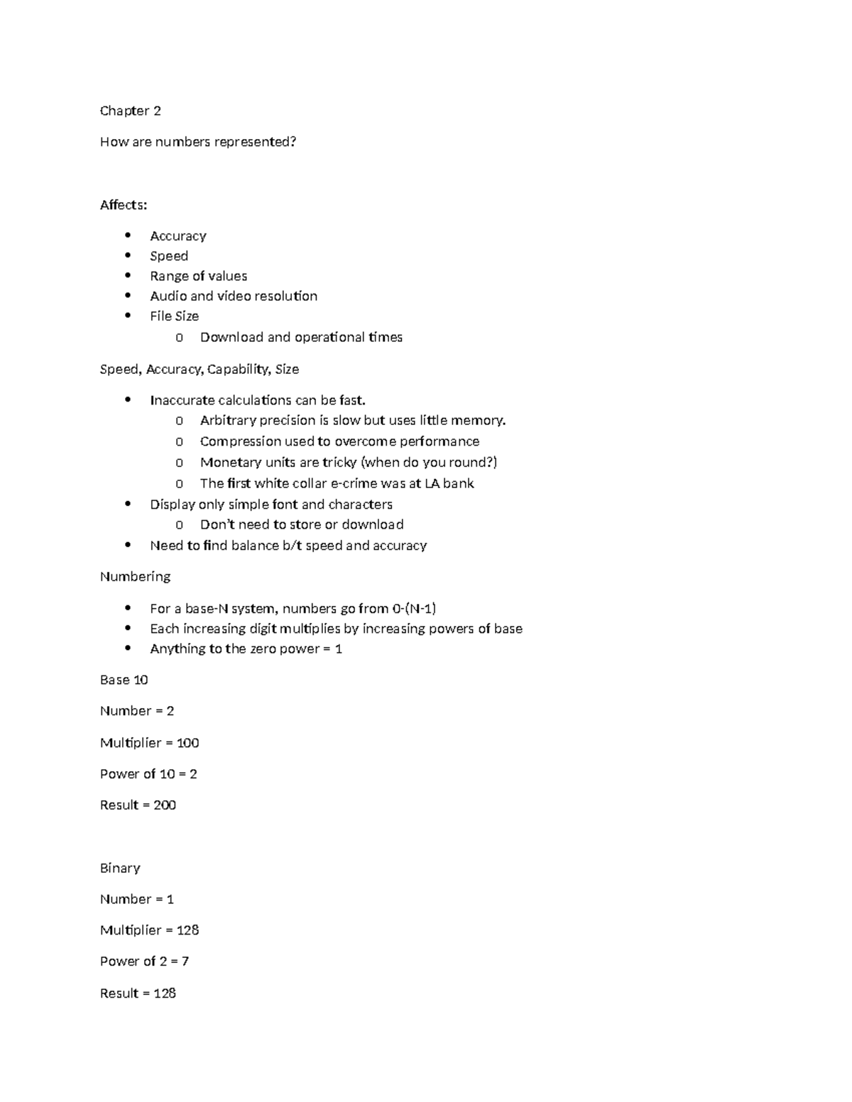 Computer Science Number Notes - Chapter 2 How are numbers represented ...