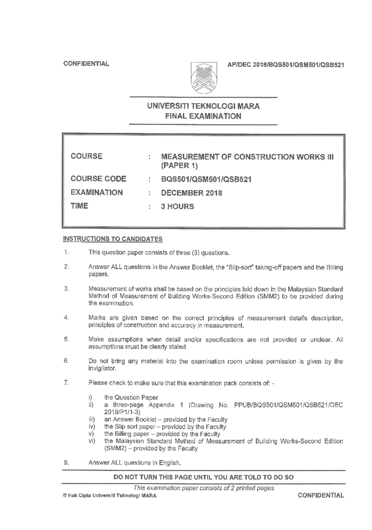 Drawing FOR Assignment 3- Upper Floor - Measurement Works - UiTM - Studocu