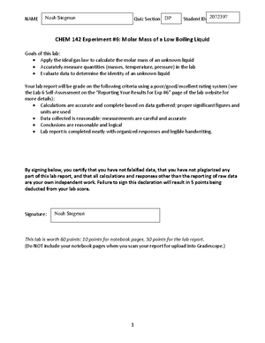 Chem 142 lab 5 - 142 Lab 5 Report: Kinetics I (take-home) - NAME: QUIZ ...