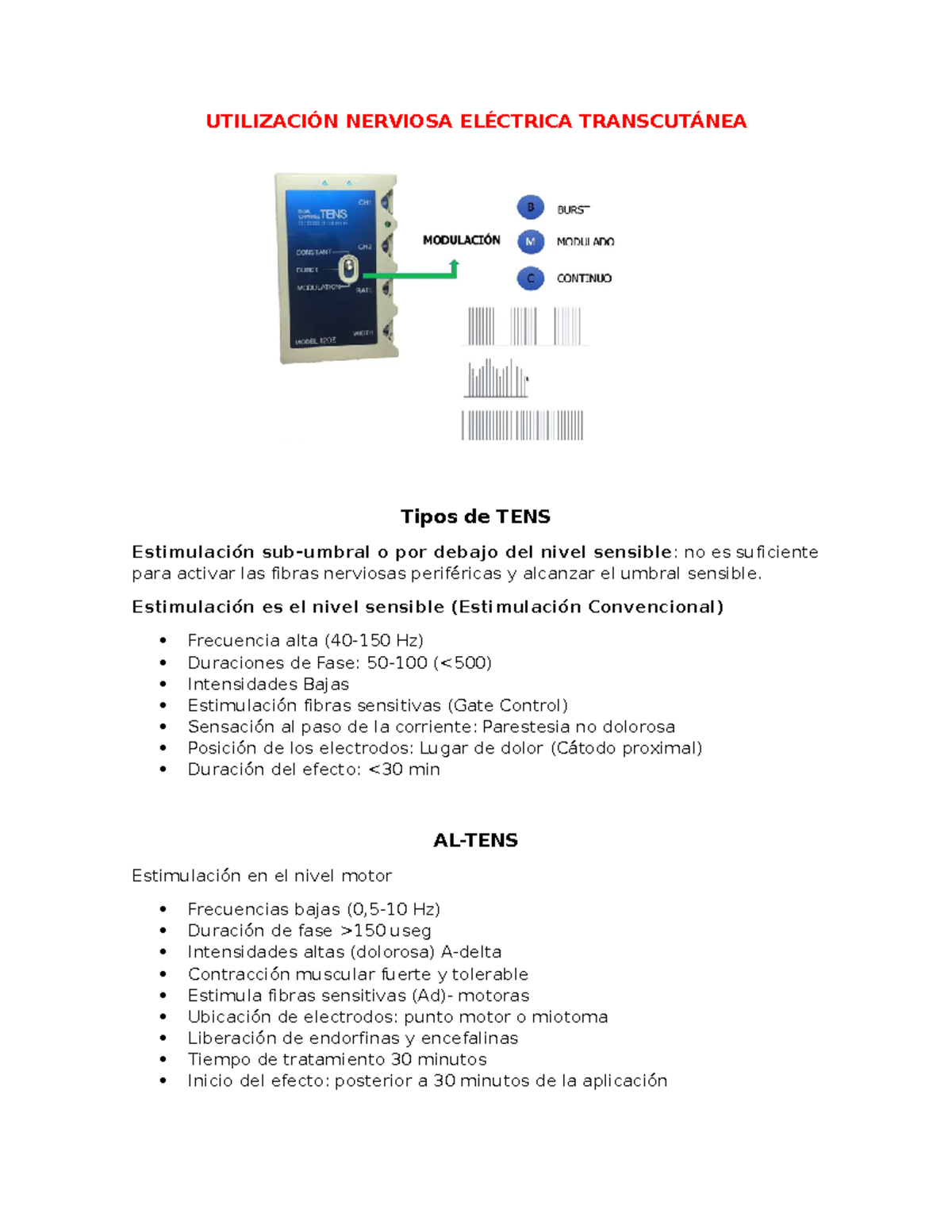 Conceptos EN Electroterapia - UTILIZACIÓN NERVIOSA ELÉCTRICA ...