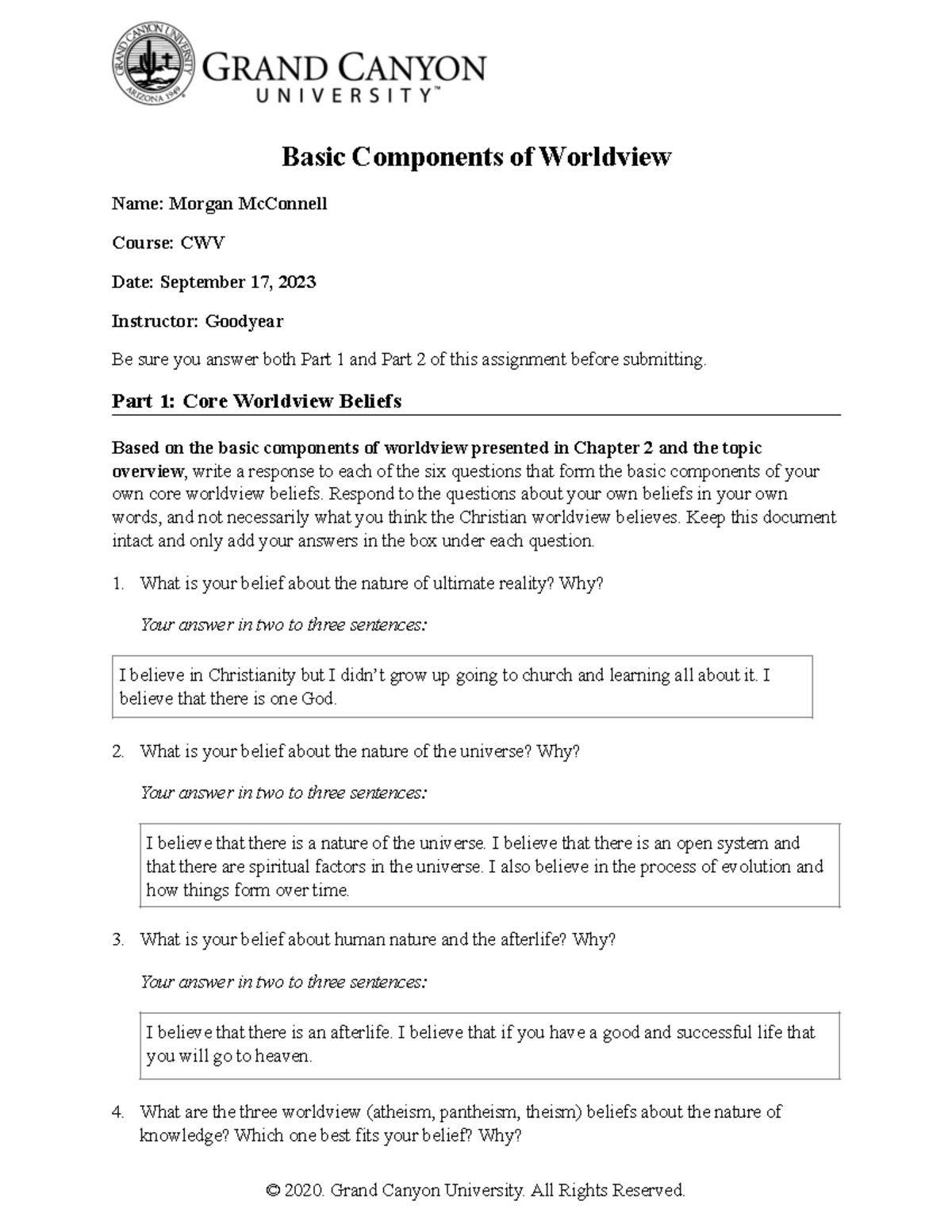 CWV-101-301-RS-T1Basic Components Of Worldview - Basic Components of ...