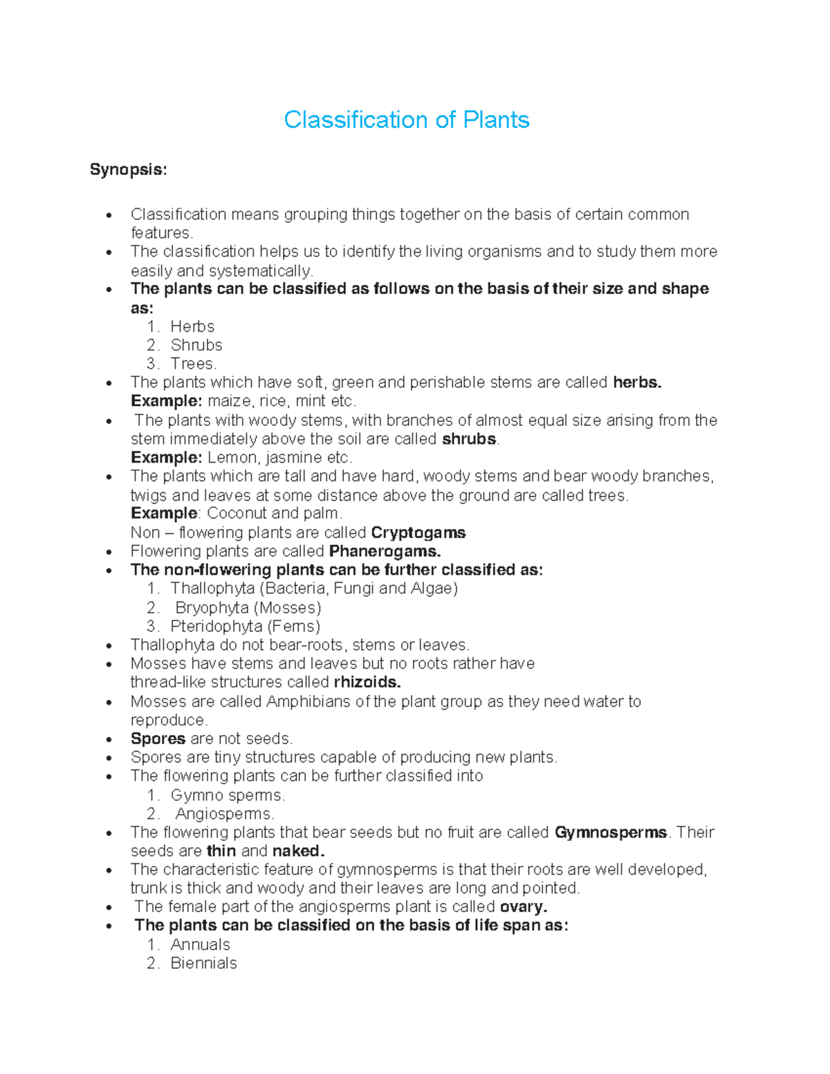 Classification of Plants - ncertbooksolutions Classification of Plants ...