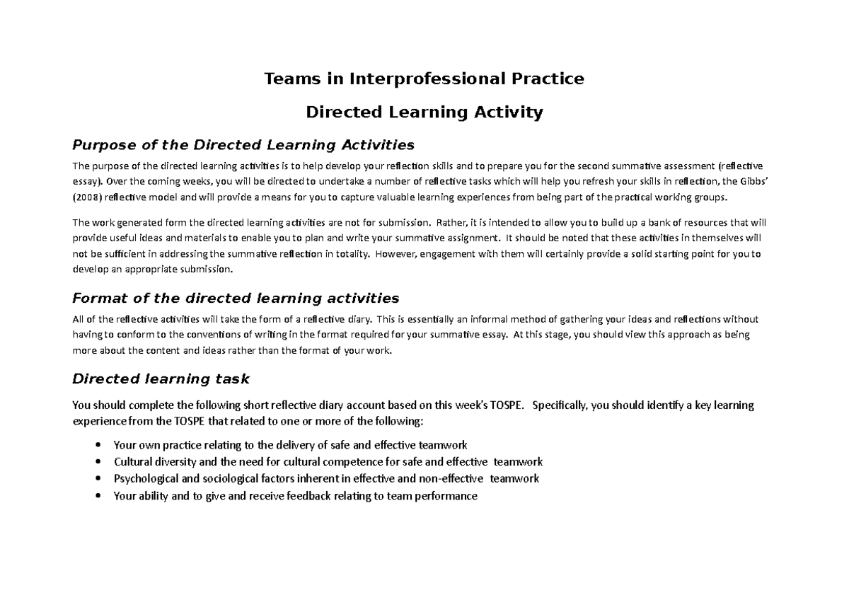 TIP Directed Learning sheet - Teams in Interprofessional Practice ...